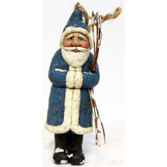 Sticks | Holiday | Ice Blue Resin Santa Holding Sticks Hanging Ornament ...